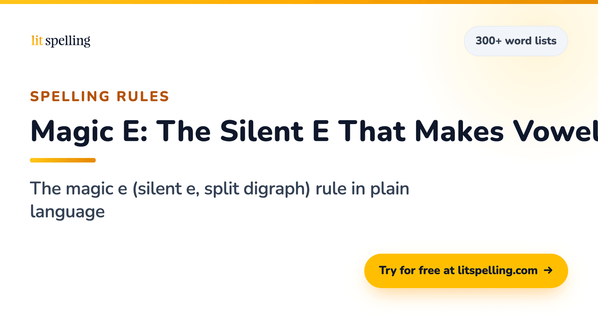 Magic E: The Silent E That Makes Vowels Long | Lit Spelling